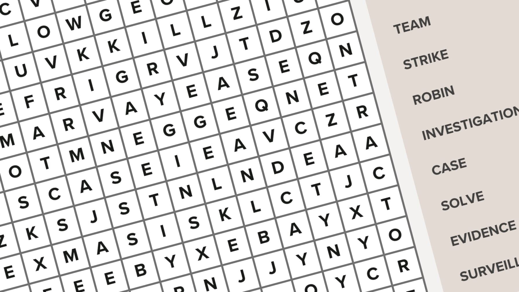 The Female Detective Wordsearch | Robert Galbraith